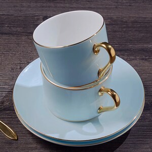 European Ceramic Coffee Set Ceramic Coffee Cup and Saucer Set High-end Gold-rimmed Ceramic Tea ...