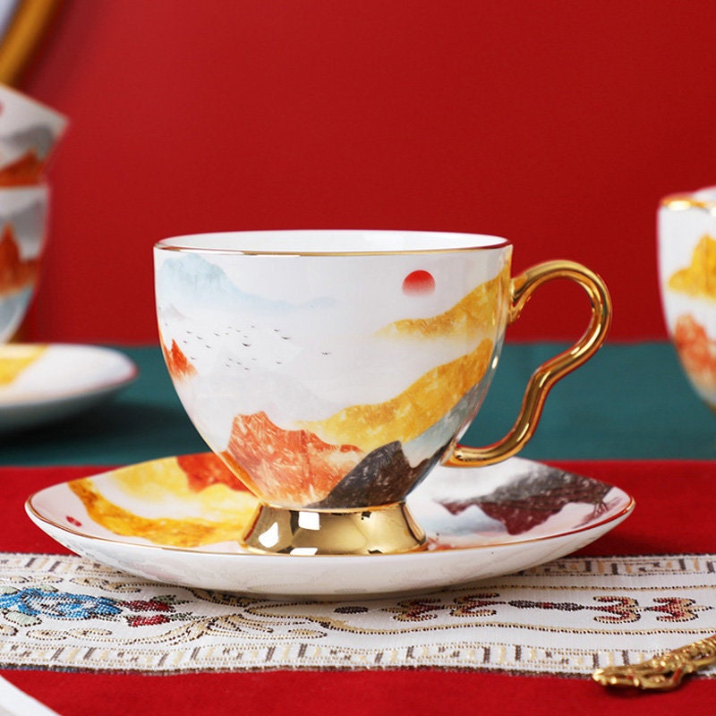 Ceramic Coffee Set Ceramic Floral Tea Set Handmade Ceramic Tea Set Retro Ceramic Tea Set Ceramic ...