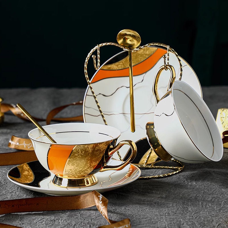 High-looking European Ceramic Coffee Set Ceramic Coffee Cup and Saucer Exquisite Luxury Ceramic ...