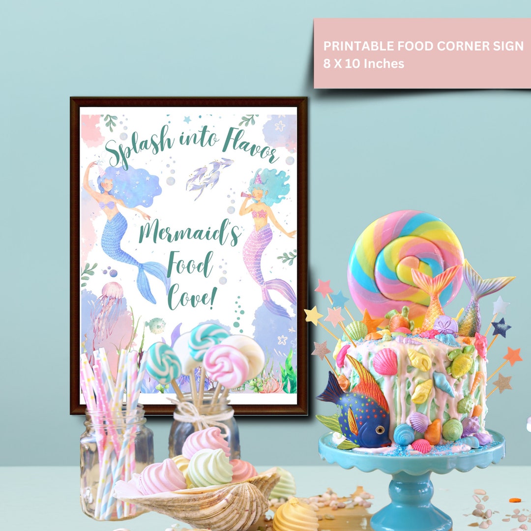 Printable Snack Corner Sign Mermaid Birthday Party Snack Corner Sign ...