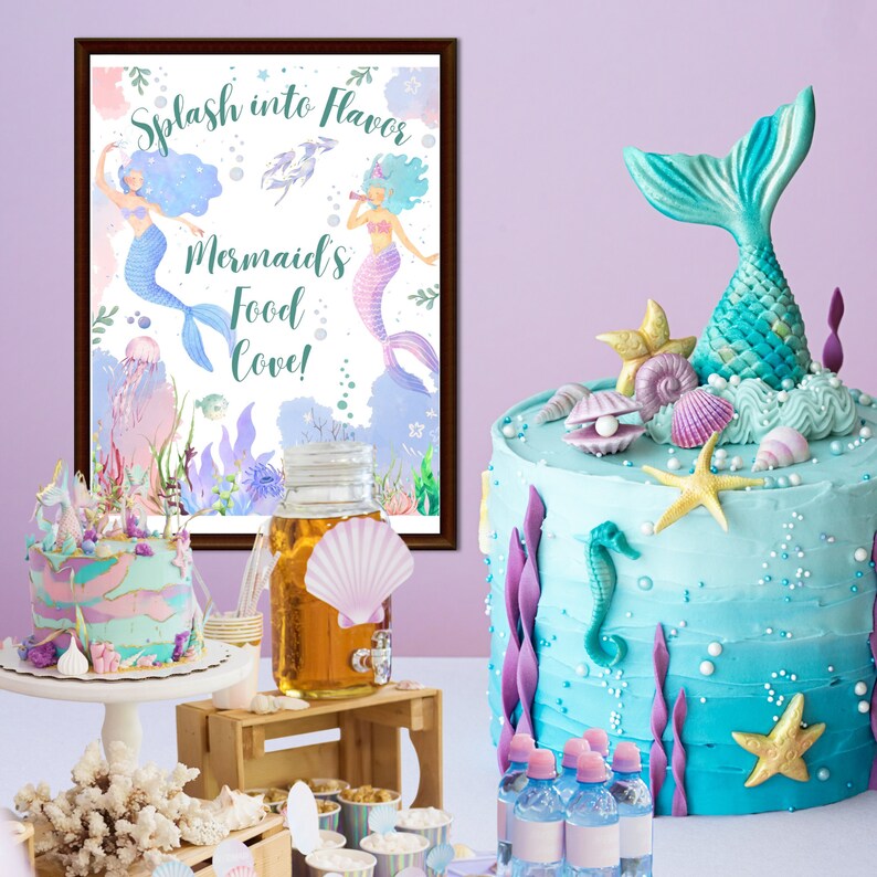 Printable Snack Corner Sign Mermaid Birthday Party Snack Corner Sign ...