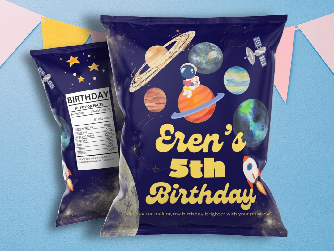 Outer Space Chip Bag Planets Rocket Ship Astronaut Favor Bag Galaxy ...