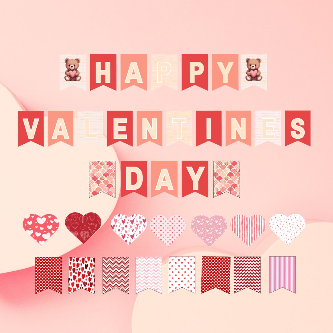 Happy Valentine's Day Banner Printable Instant Download Valentines Day ...