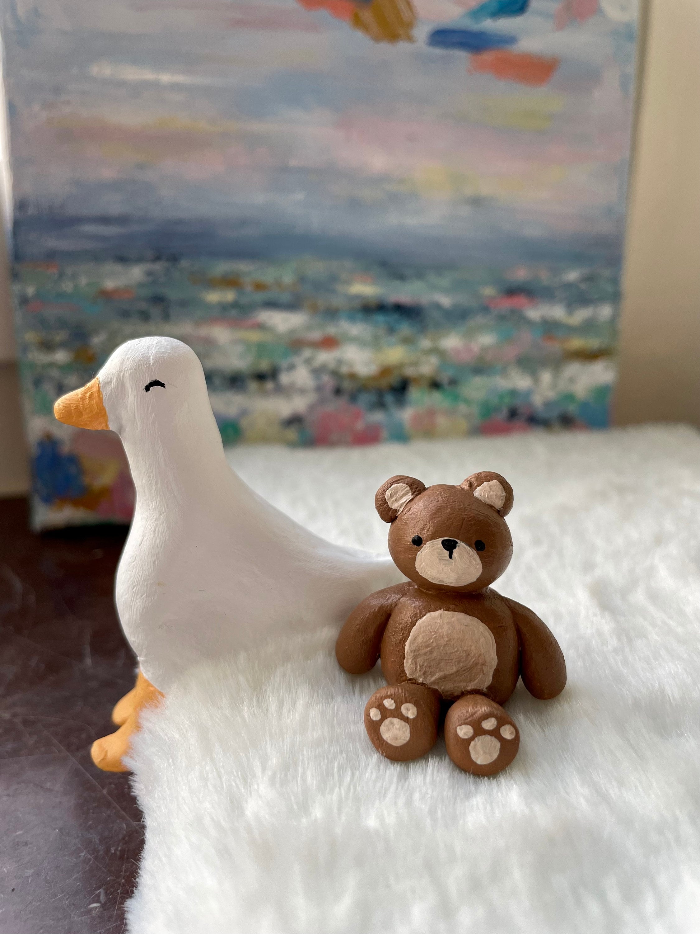 Handmade Clay Goose Worry Buddy Clay Gift Animal Gift Idea Small Clay ...