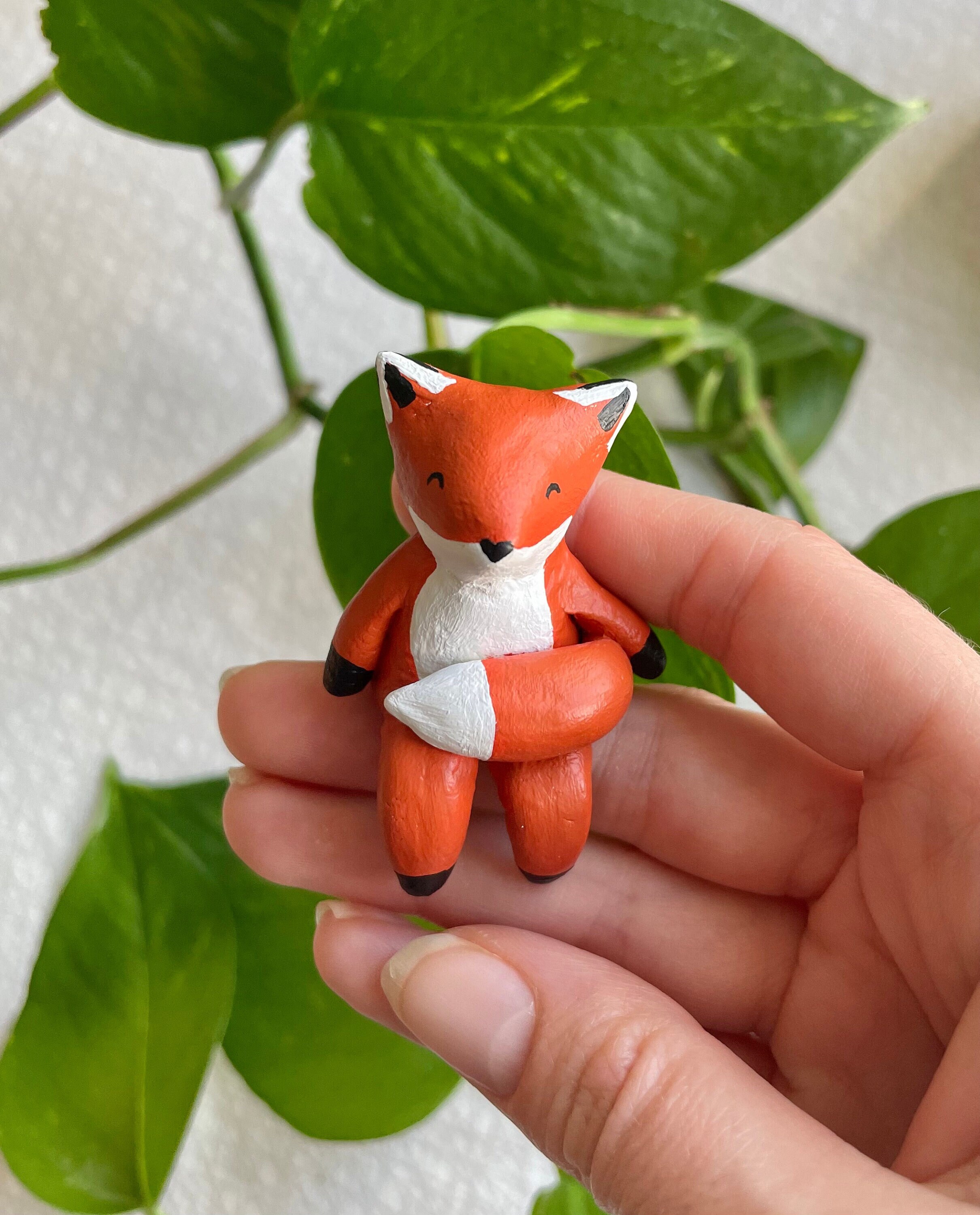 Handmade Clay Fox Worry Buddy Cute Clay Fox Gift Idea Small Clay Fox ...