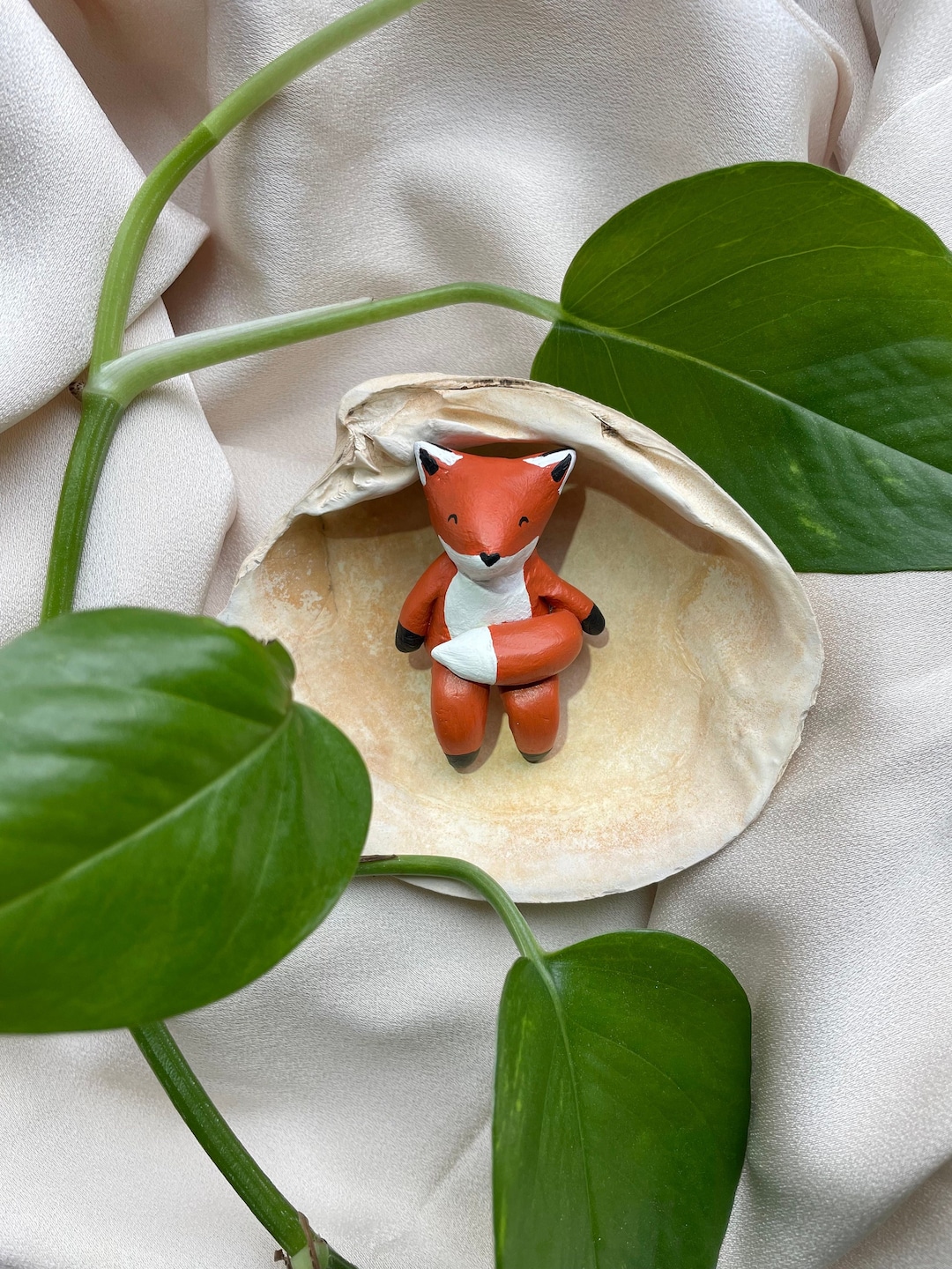 Handmade Clay Fox Worry Buddy Cute Clay Fox Gift Idea Small Clay Fox ...