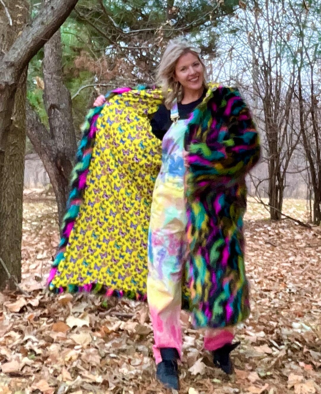 Faux Fur Rave Coat Butterfly Glitch in the Matrix - Etsy