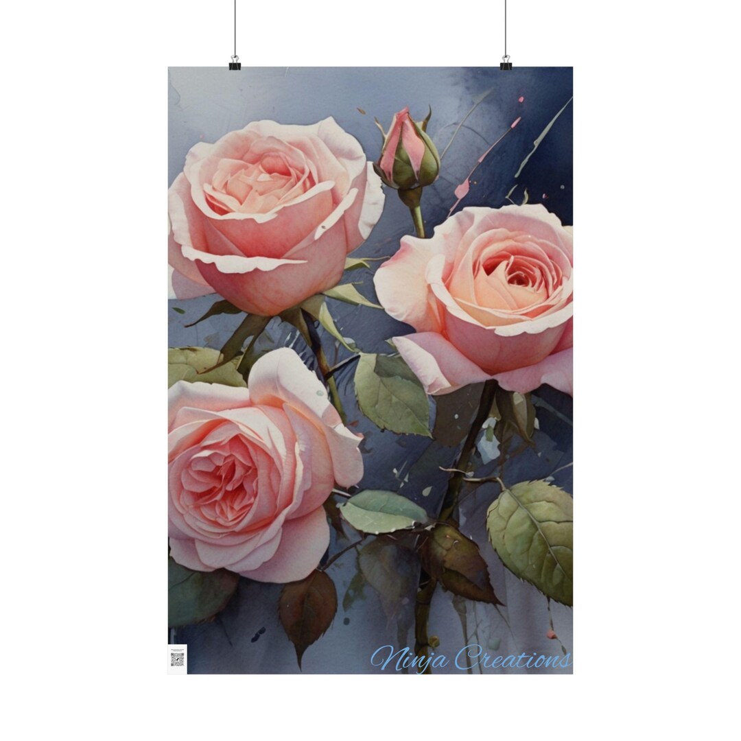 Vertical Posters, Watercolor Roses Wall Art Print, Botanical Bedroom ...