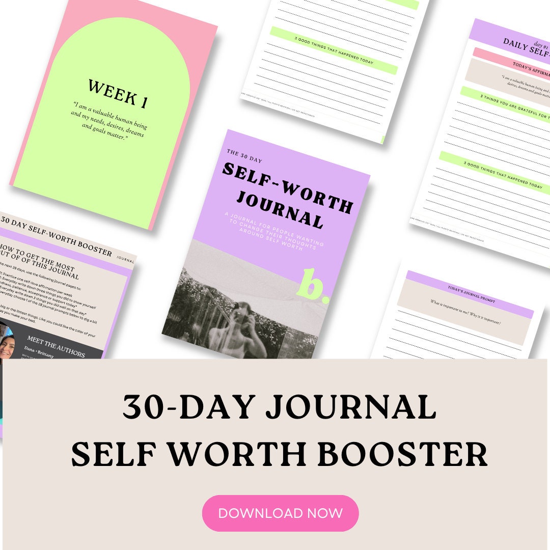 30-day Self Worth Boost Journal | Self Love Worksheets | Prompts for ...
