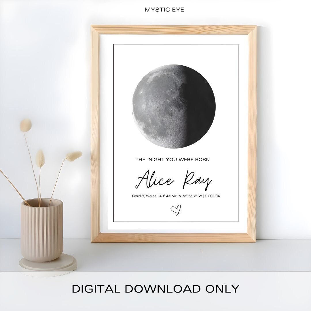 Digital Custom Moon Phase Print | Personalised Moon Phase - Etsy Australia