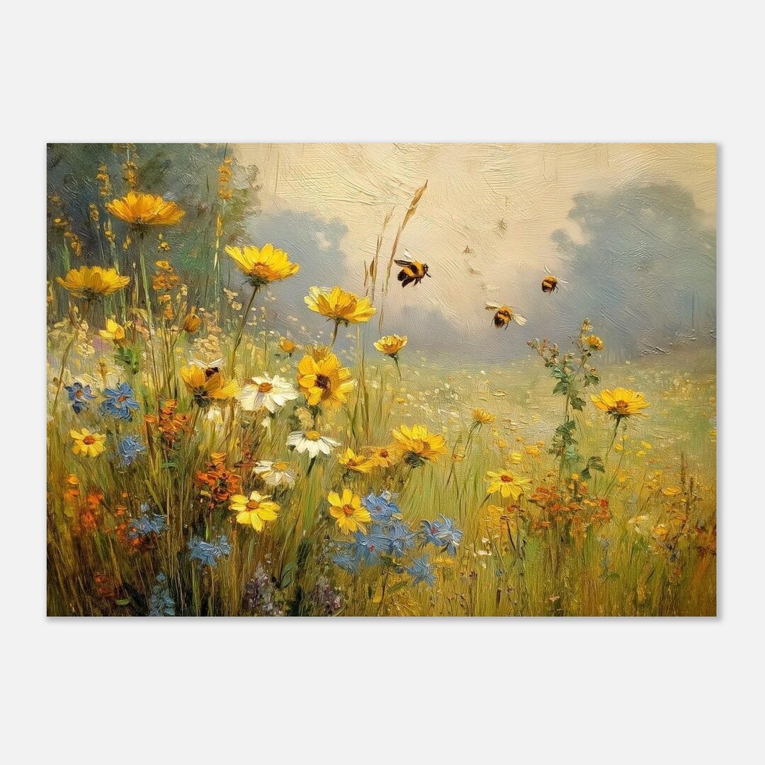 Where the Meadow Hums - Hand Painted Art Print - Etsy