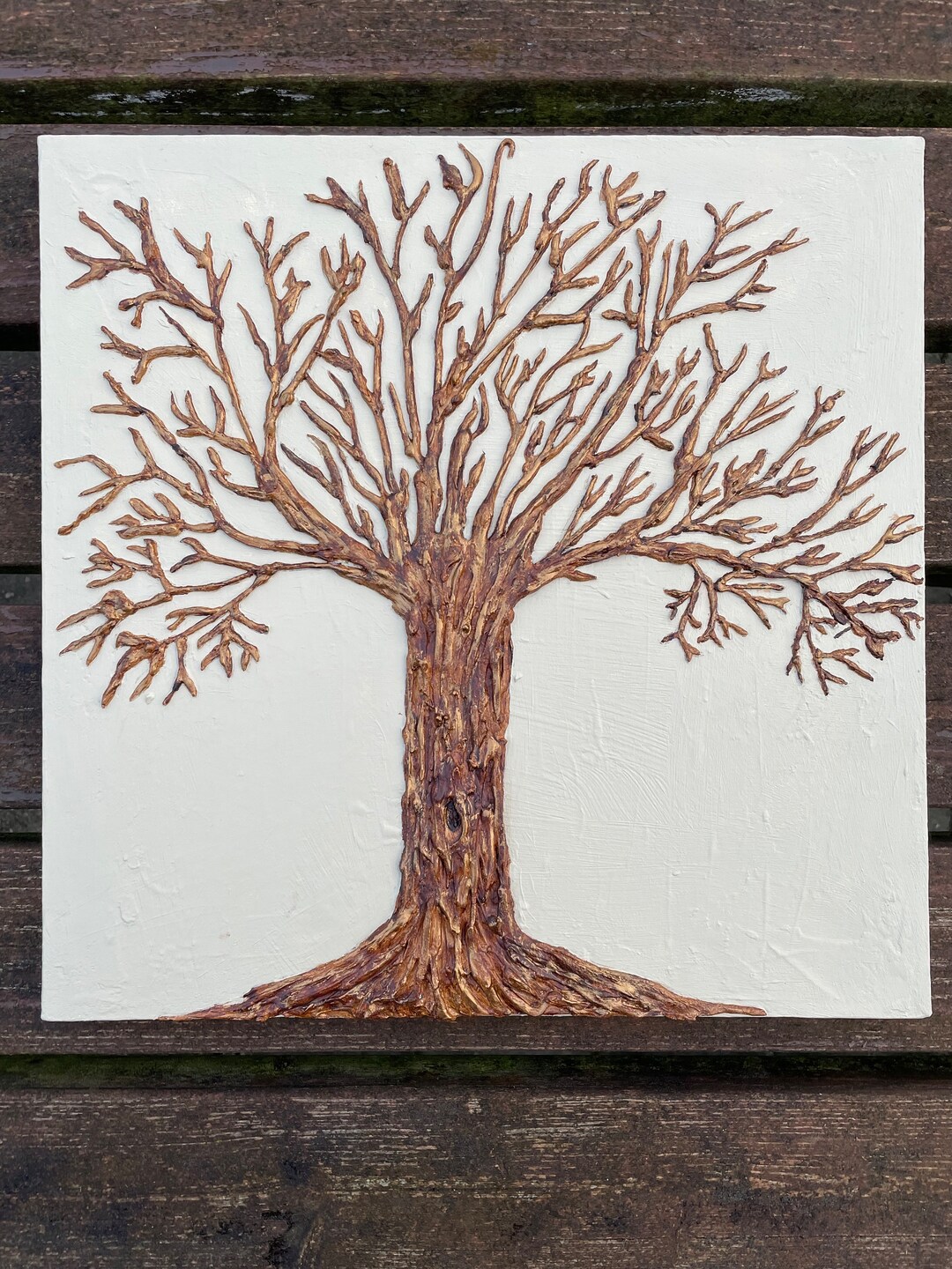 Tree 3D Painting Neutral Gold Minimalist Tree of Life - Etsy