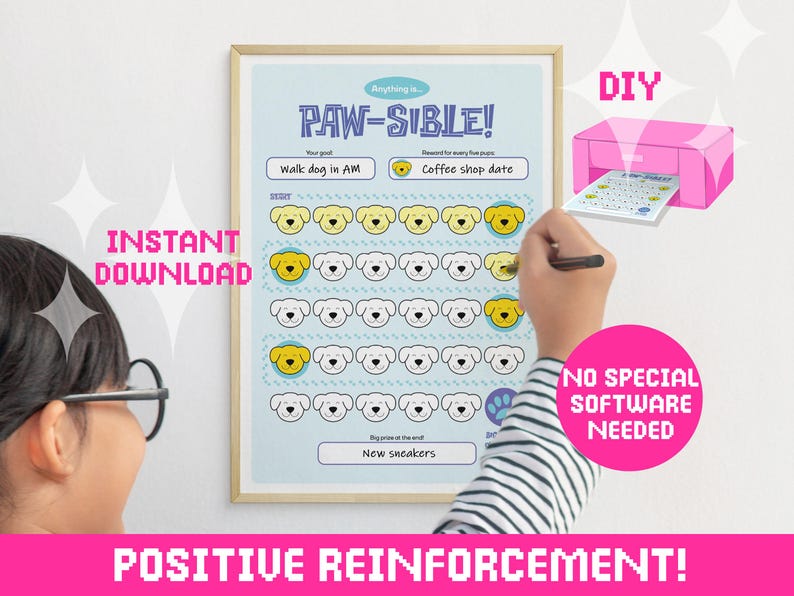 Dog Reward Chart Printable | Kids Pet Chore Chart | Positive ...