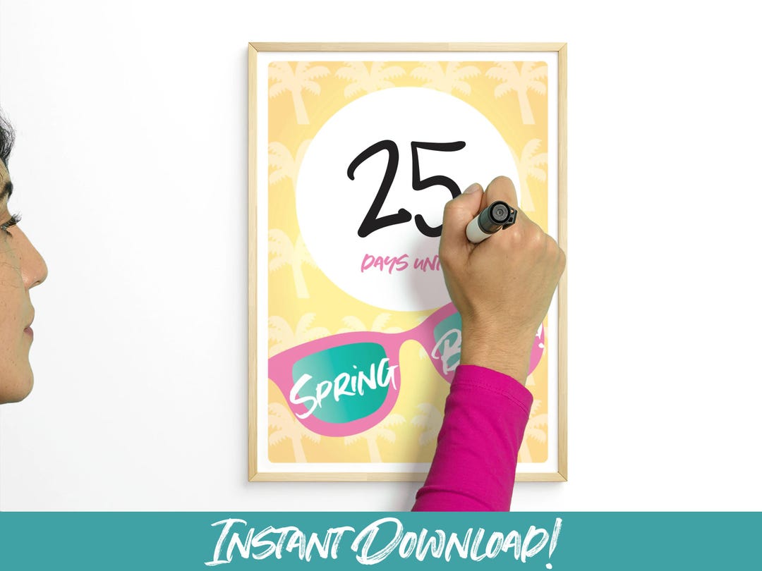 Printable 30 Day Spring Break Countdown Calendar and "days Until Spring ...