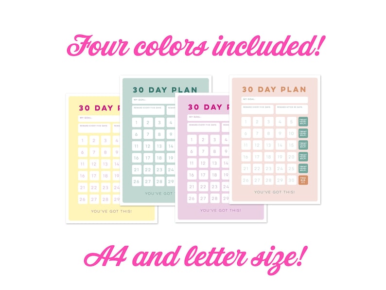 30 Day Goal Tracker Printable | Habit Sticker Chart (PDF Download) - Etsy