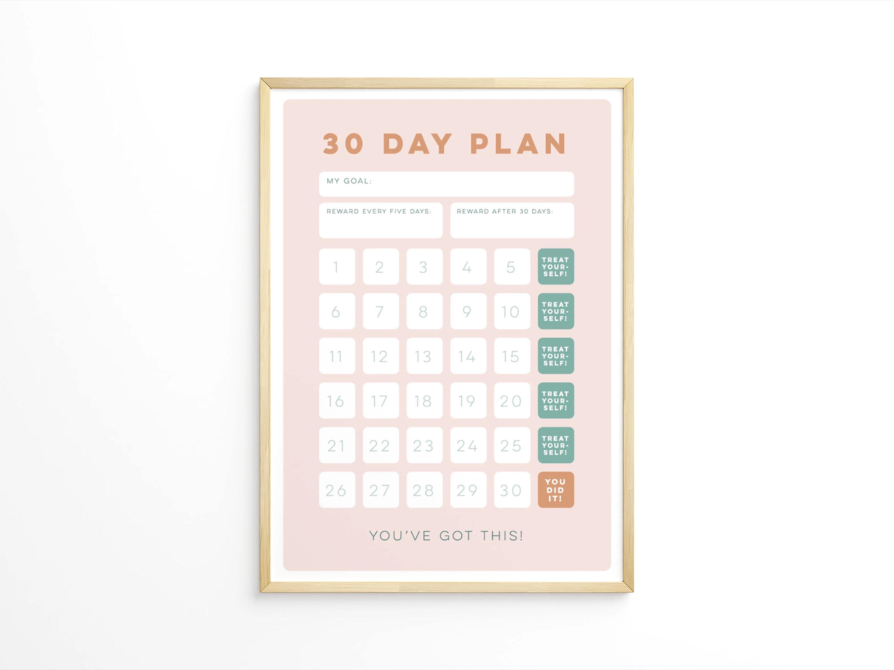 30 Day Goal Tracker Printable | Habit Sticker Chart (PDF Download) - Etsy