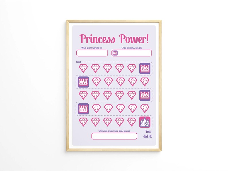 Kids Reward Chart / Princess Themed Goal Chart / Printable Sticker ...