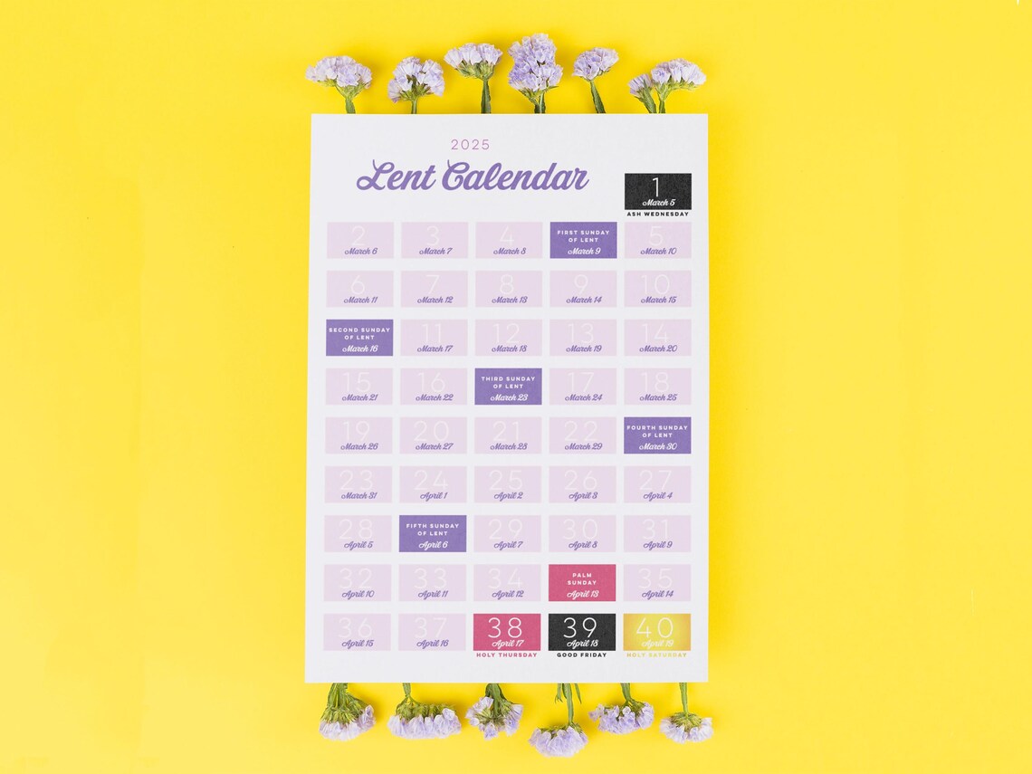 Printable Lent Calendar - 2025 - Includes 40 Words to Inspire ...