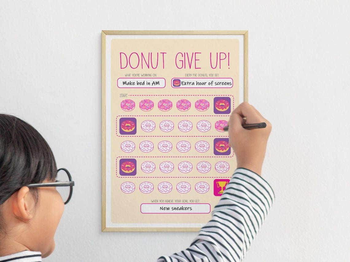 Kids Reward Chart / Donut Themed Goal Chart / Printable Sticker Chart ...