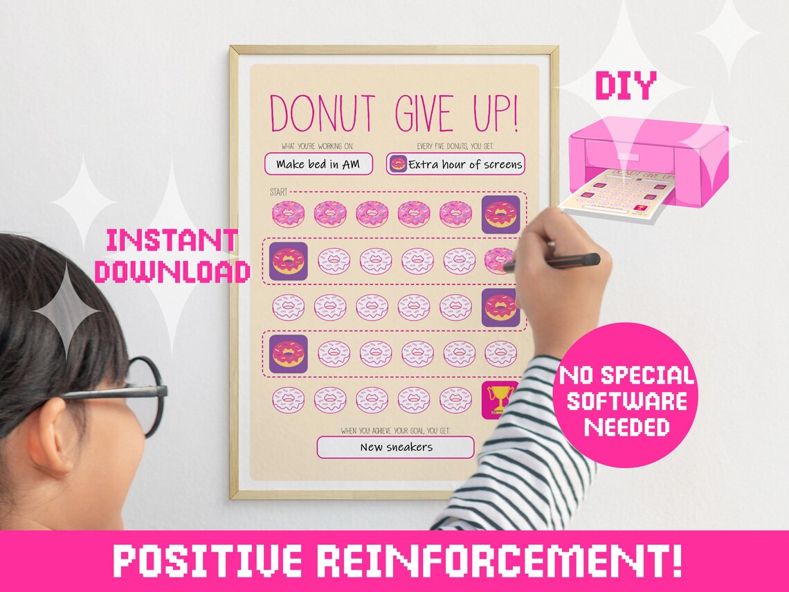 Kids Reward Chart / Donut Themed Goal Chart / Printable Sticker Chart ...