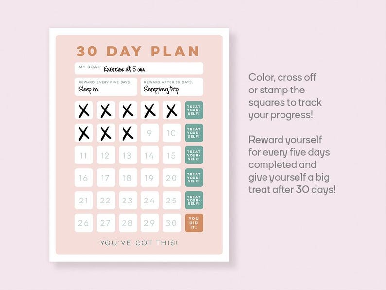 30 Day Goal Tracker Printable | Habit Sticker Chart (PDF Download) - Etsy