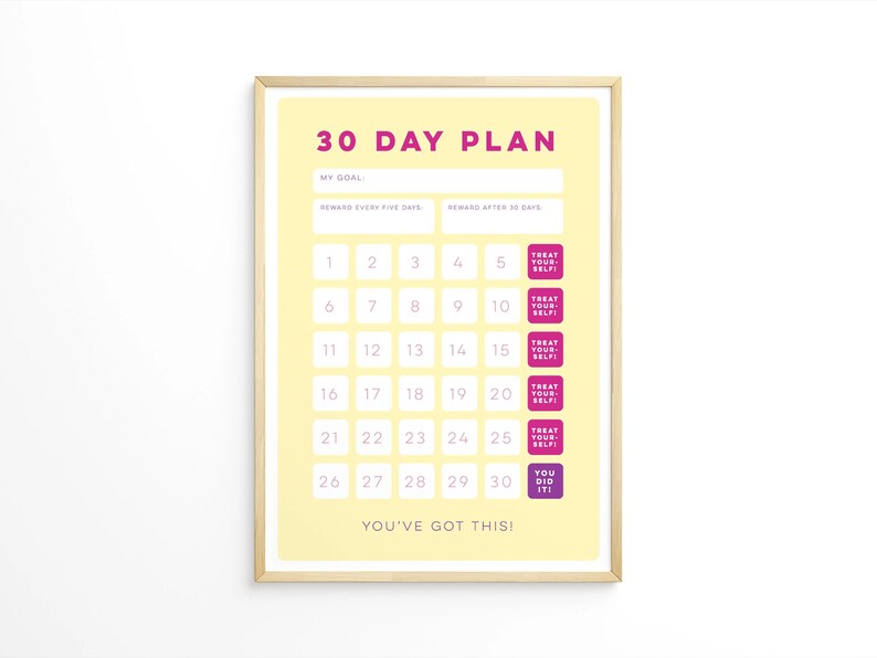 30 Day Goal Tracker Printable | Habit Sticker Chart (PDF Download) - Etsy