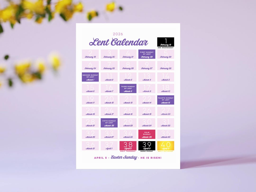 2026 Lenten Calendar Printable | 40 Lent Reflection Prompts | Catholic ...