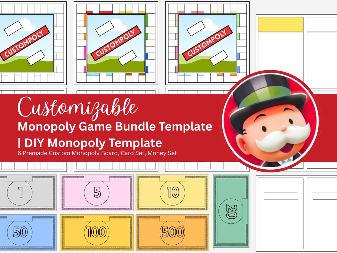 Monopoly Canva Editable Template, Blank Monopoly Board Template ...