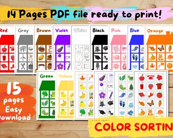 Color Sorting Game, Matching Colors, Toddler Busy Book Printable Color ...