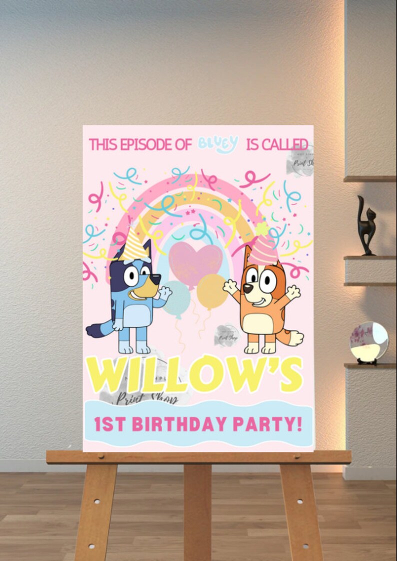 Bluey Inspired Birthday Board Pastel Colours Welcome Sign Birthday ...