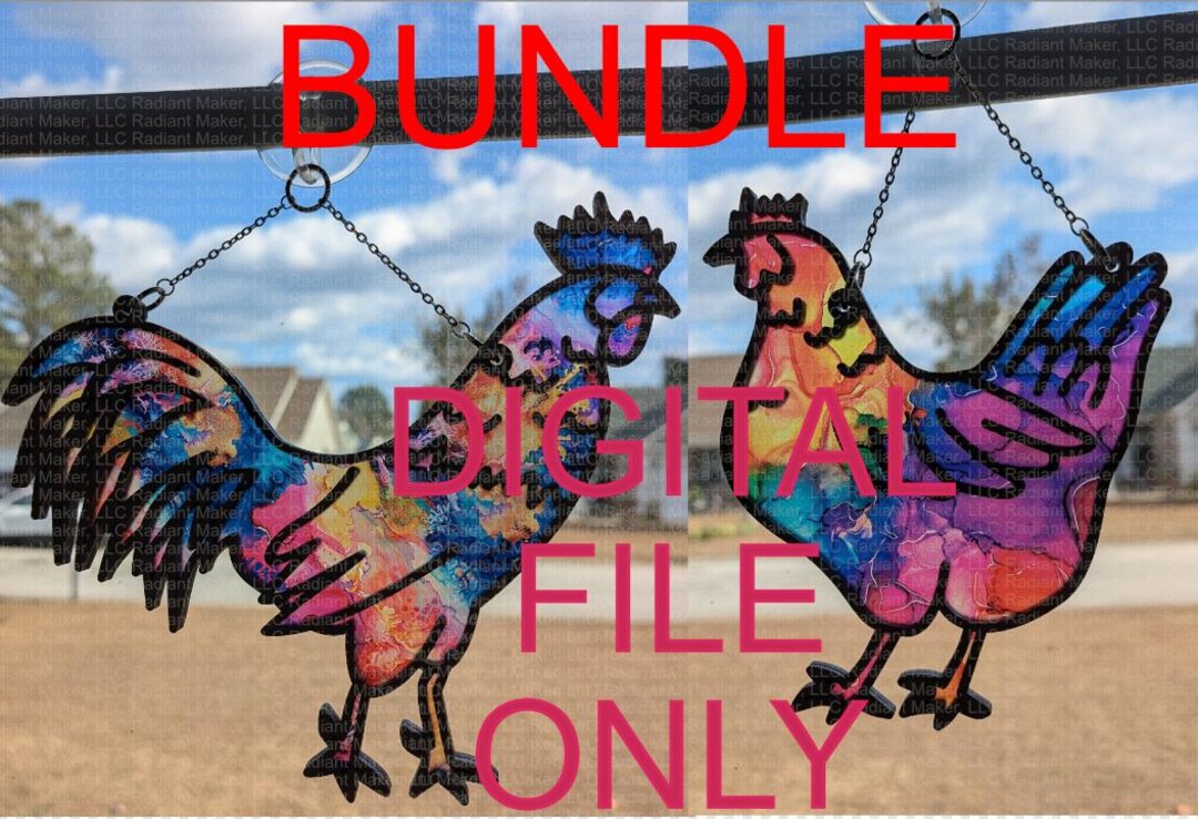 Chicken & Rooster Suncatcher Laser Cut File Bundle (SVG, PNG, PDF) - Etsy