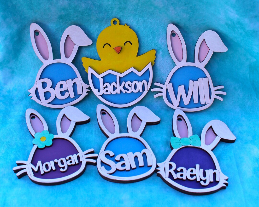 Easter Tags | Personalized | Bunny | Baby Chick | Wooden - Etsy