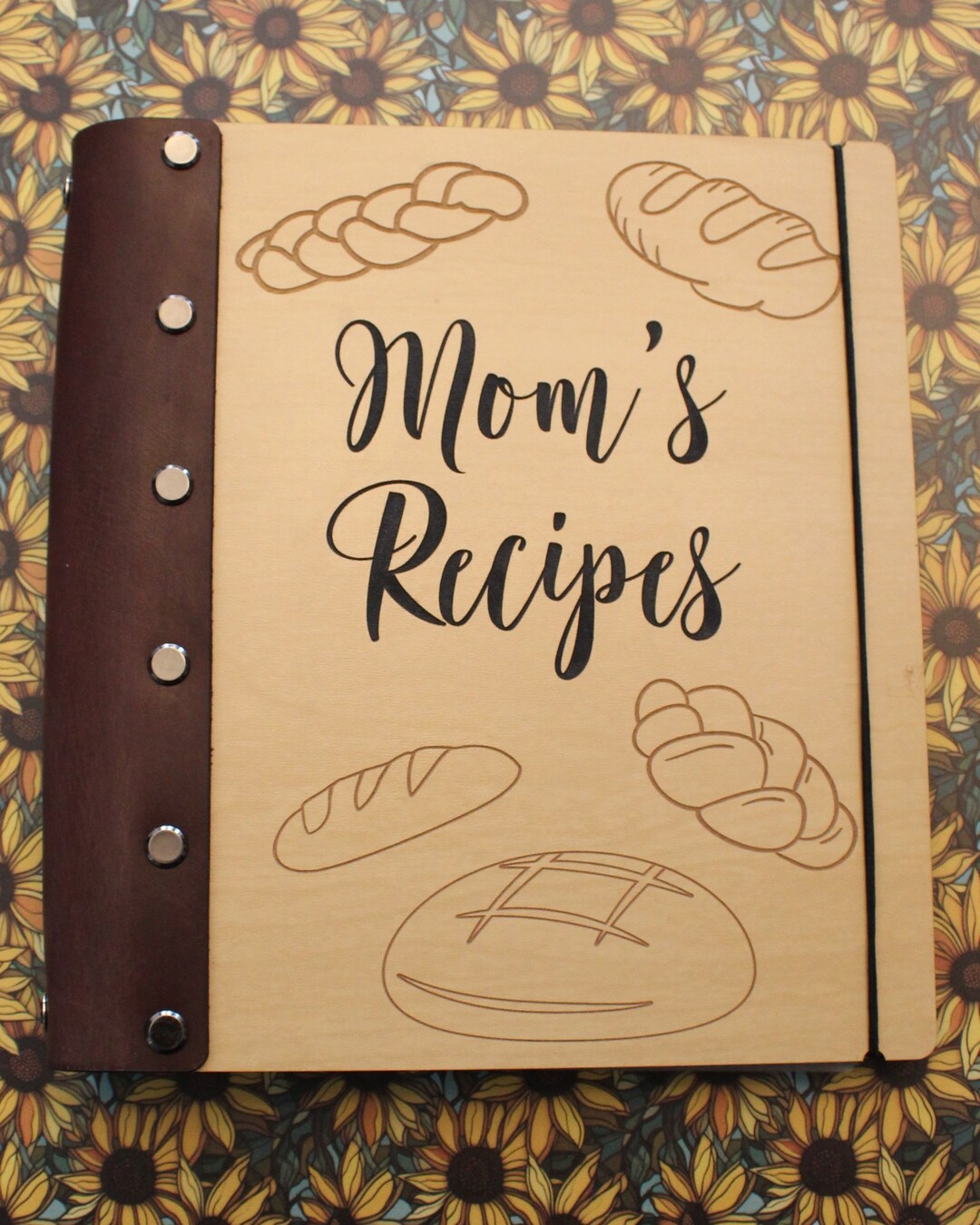 Mom's Recipes Wooden Cookbook With Leather Binding- Personalization ...
