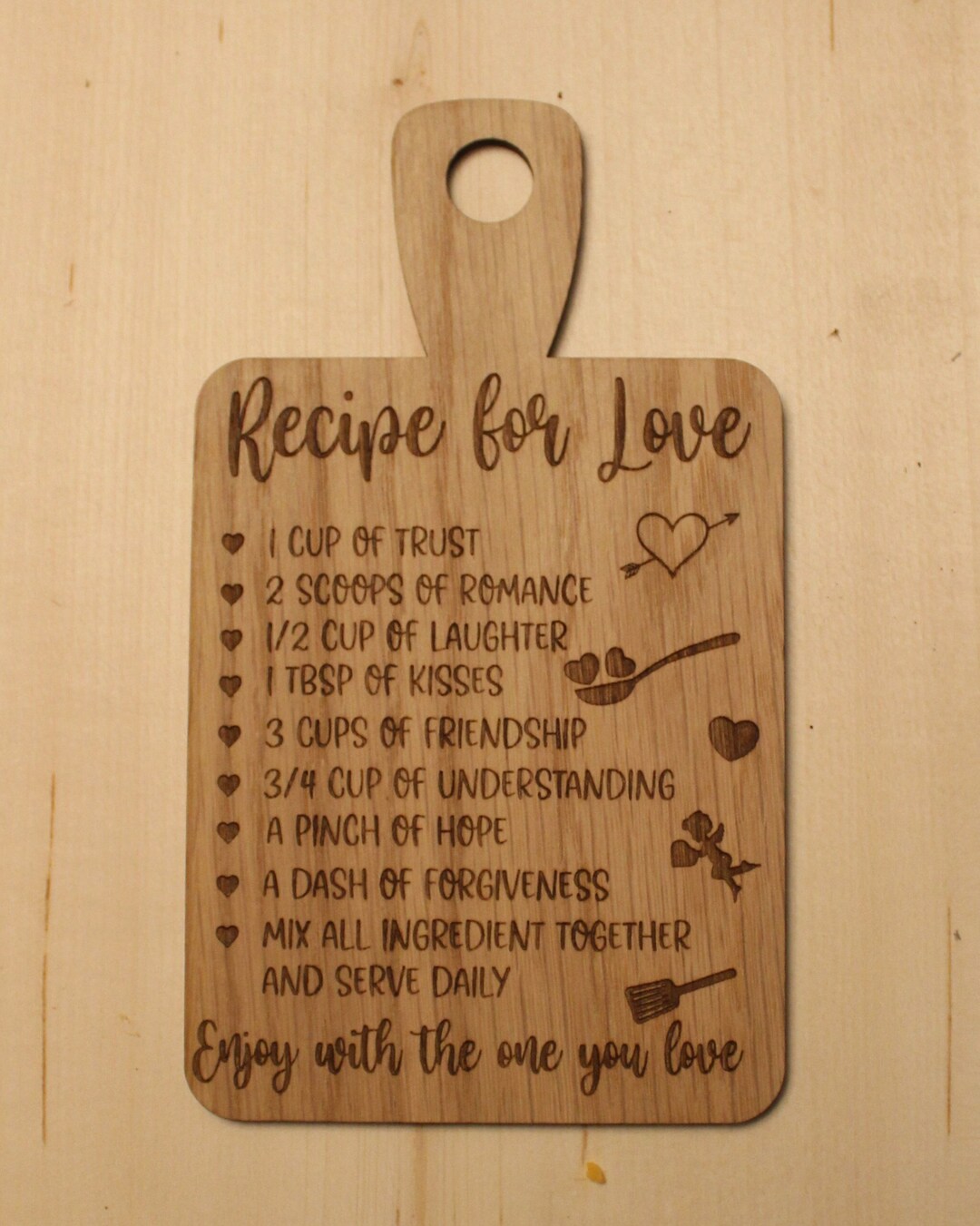 Recipe for Love Decorative Cutting Board (for Display Only) - Etsy