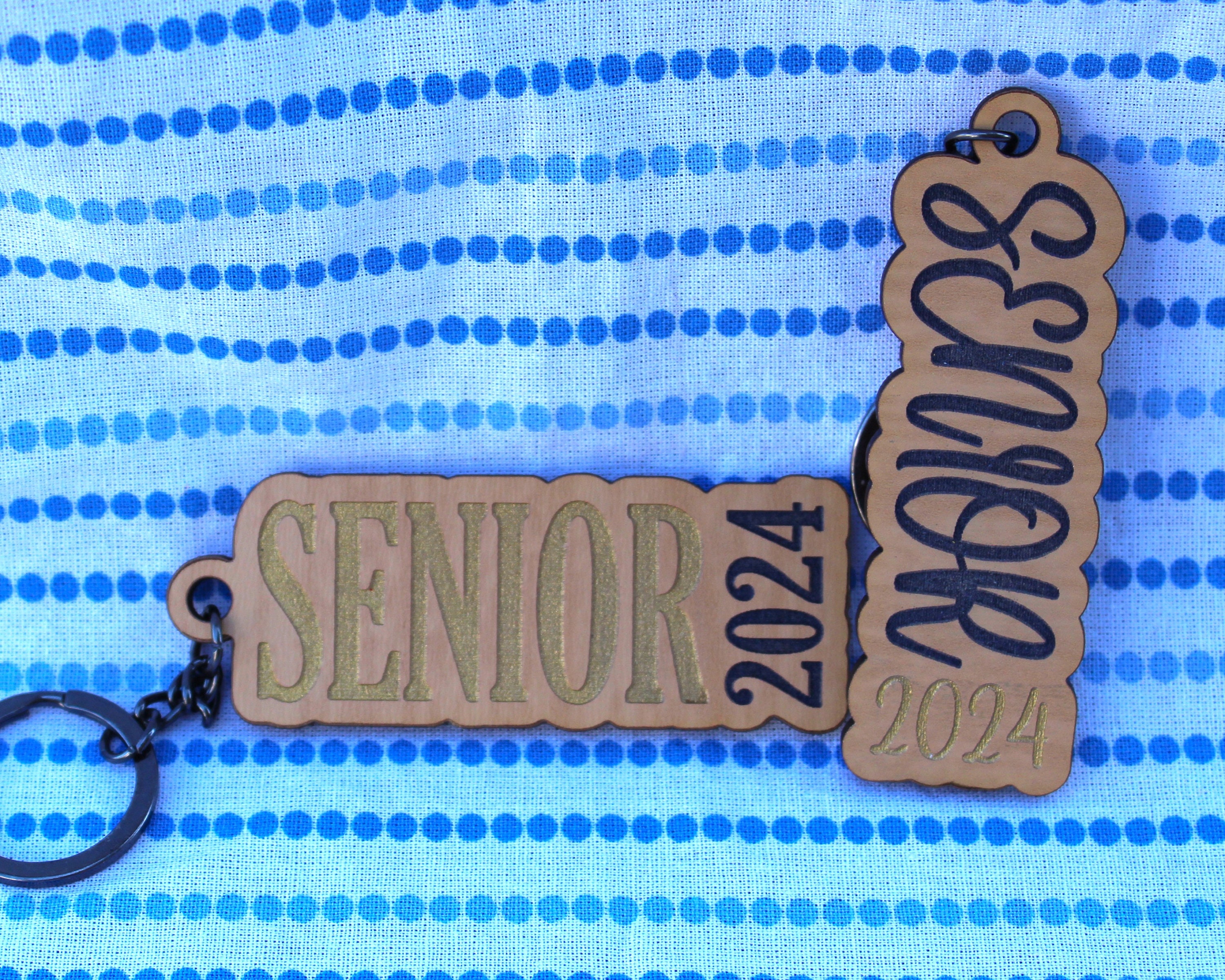 BLOCK Text Senior Keychain | Wooden | School Colors | Graduation Gift ...