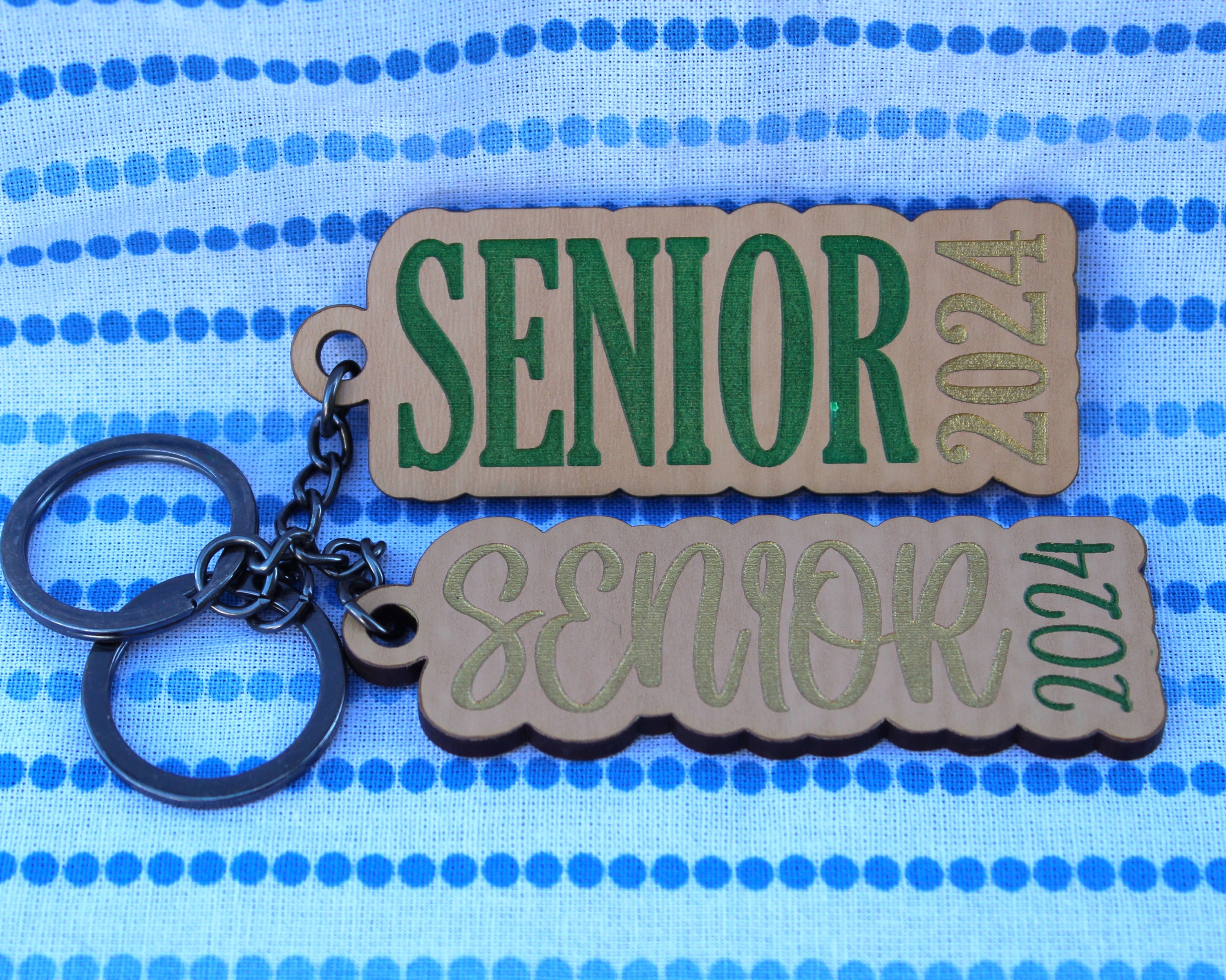 BLOCK Text Senior Keychain | Wooden | School Colors | Graduation Gift ...