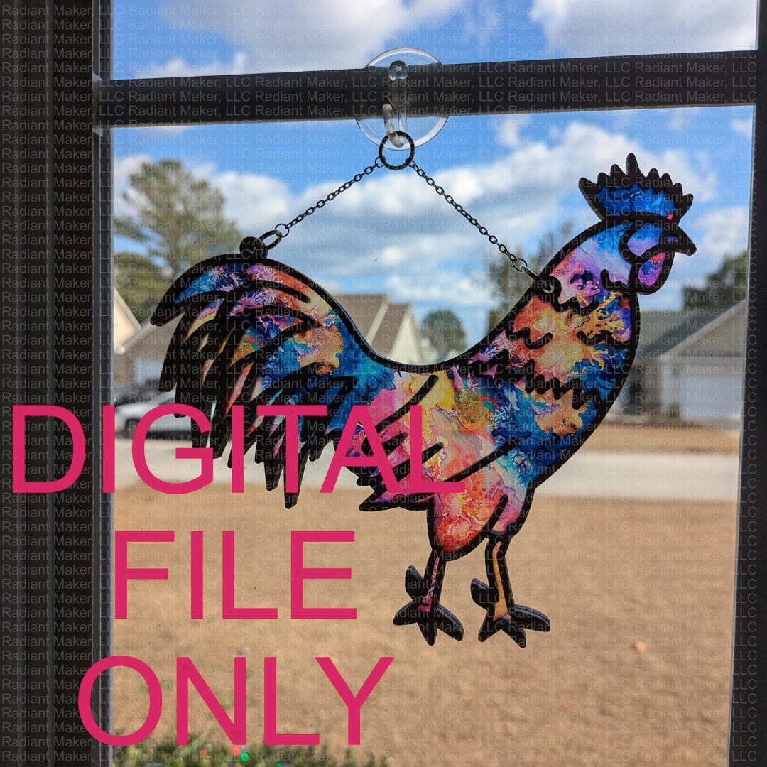 DIGITAL FILE ONLY - Rooster Suncatcher - Svg - Png - Pdf - Laser File ...