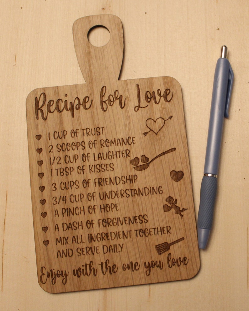Recipe for Love Decorative Cutting Board (for Display Only) - Etsy