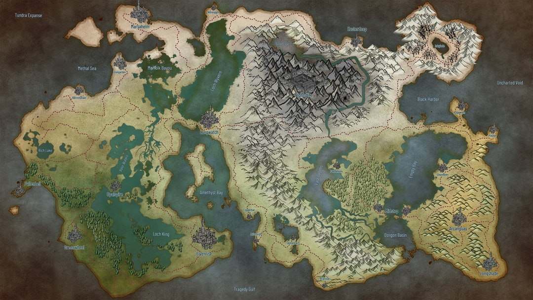 Tabletop RPG Digital World Map Obsidian - Etsy