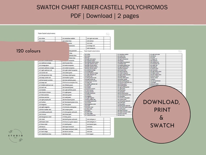 Faber-castell Swatch Chart Polychromos - Etsy