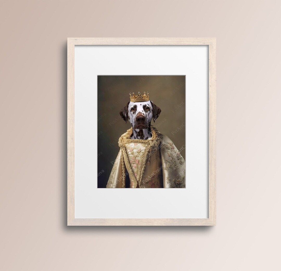 Custom Queen Dog With Crown Portrait, Personalized Classical Royal ...