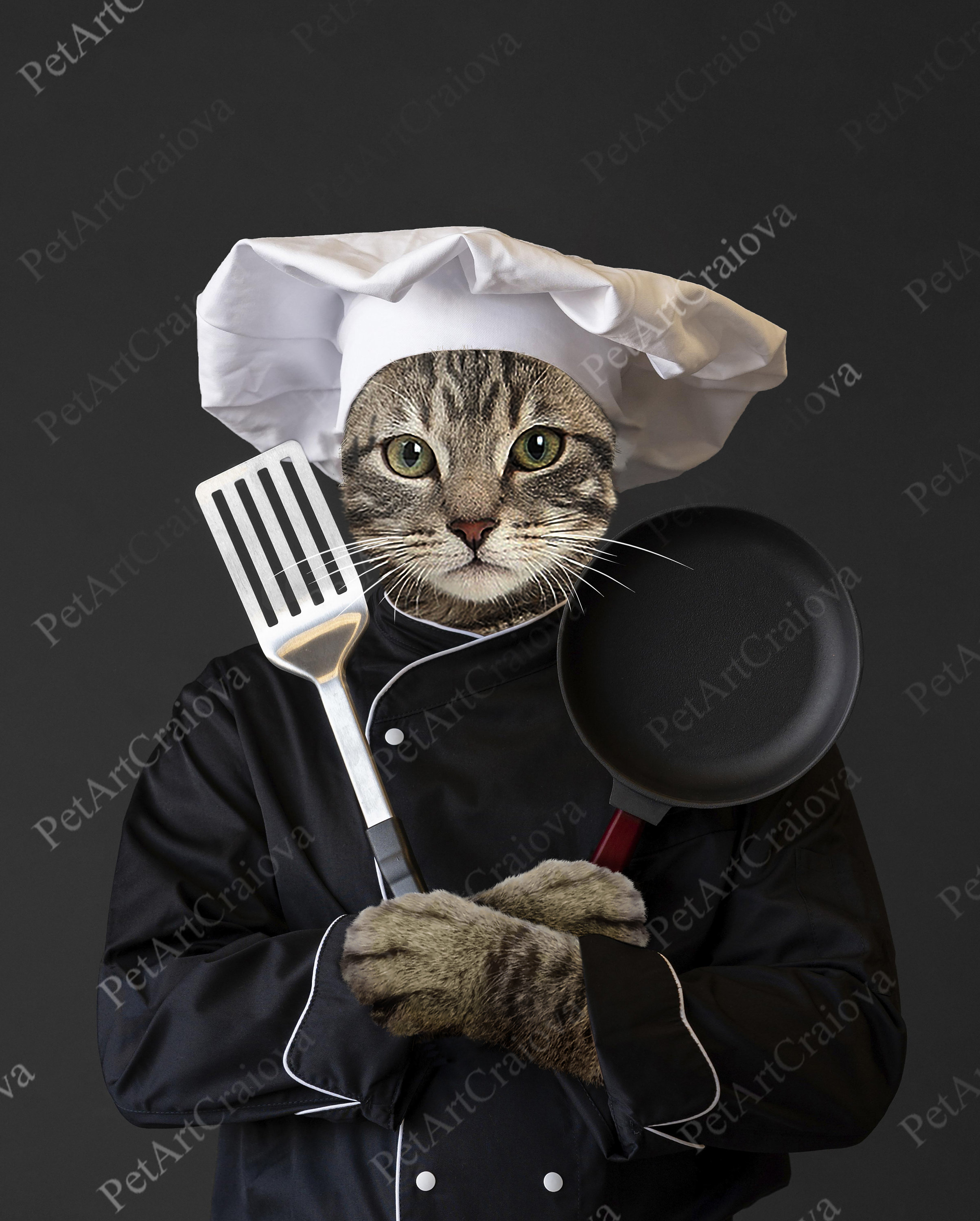 Pet Portrait From Photo, Chef Pet, Custom Dog Portrait, Cat Portrait ...
