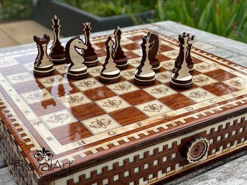 Chess Set, Laser Cut Digital File, Pdf Ai Dxf Svg for 3 & 4 Mm Wood ...