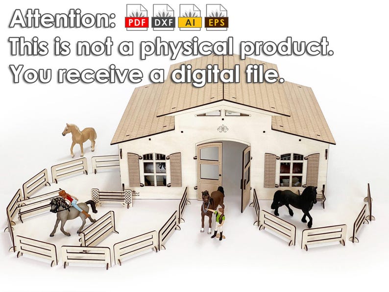 Riding Stable, Laser Cut Pdf Ai Dxf Eps, With 10 Large Horse Boxes and ...