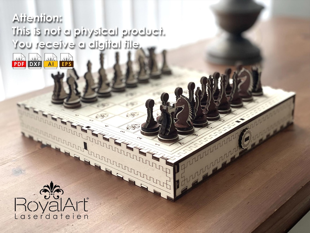 Beautiful Two-tone Chess Pieces, Chess Set, Laser Cut File, Pdf, Ai ...