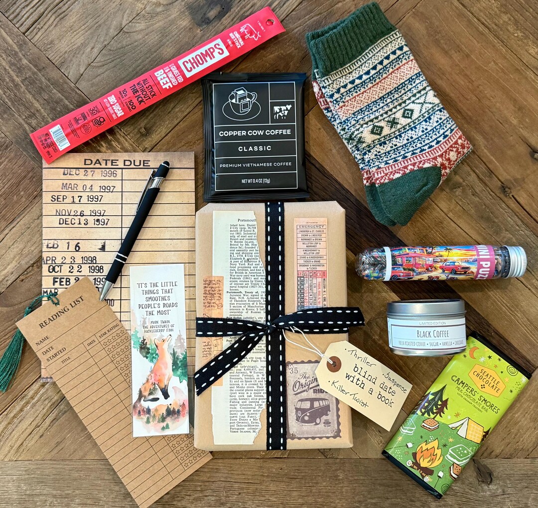 Men's Blind Date With a Book Gift Box: Mystery Book & Literary Treats ...