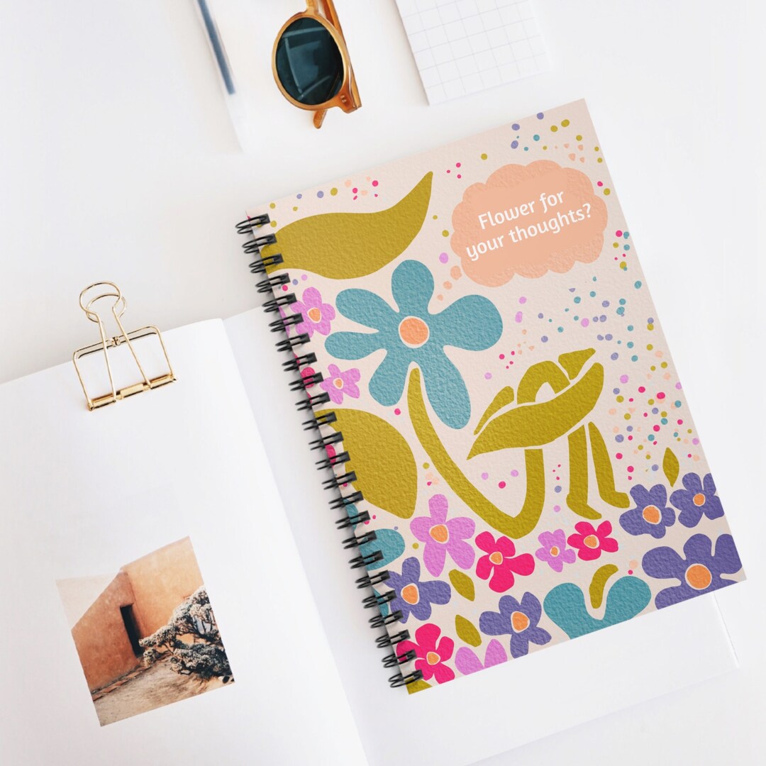 Flower for Your Thoughts Spiral Ruled Notebook Line Paper, Travel Size ...
