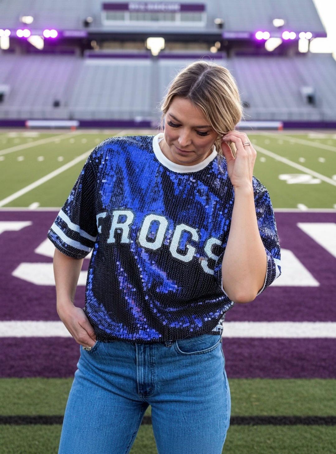 TCU Texas Sequins Oversized Jersey - Etsy