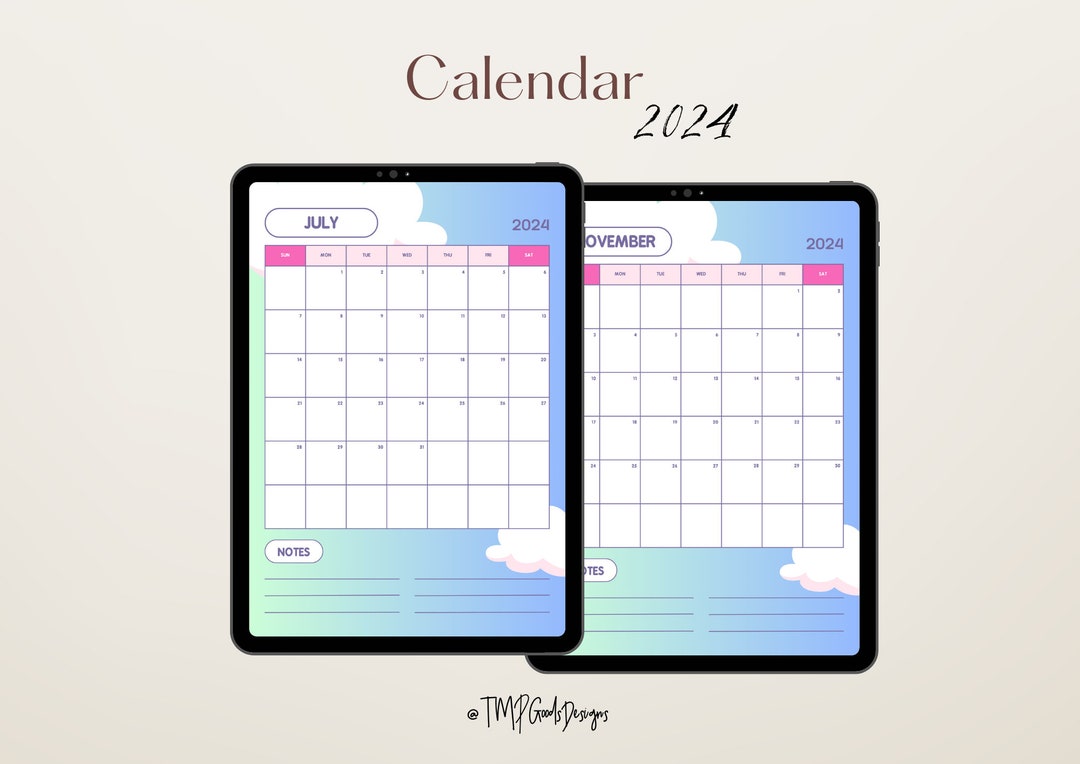 Digital 2024 Calendar, Printable - Etsy