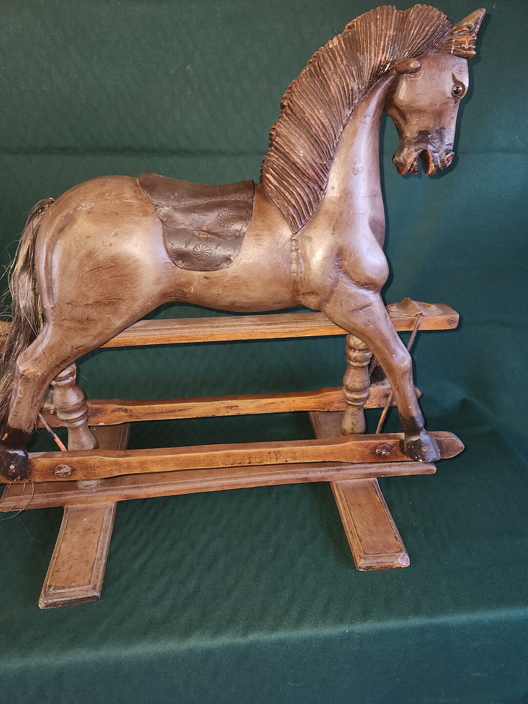 Antique Wood Carved Rocking Horse - Etsy